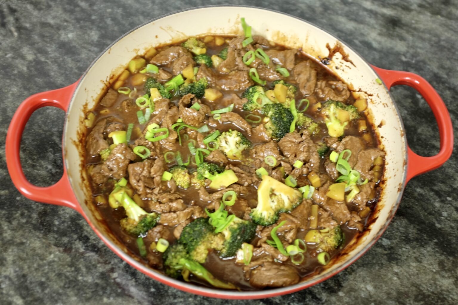 Marinated beef and broccoli, Asian style with spring onions - Nielsen ...